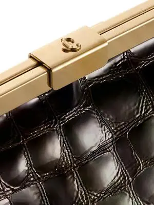 JIMMY CHOO Crocodile-effect Chain Clutch Bag - Brown