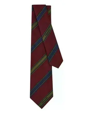 FERRAGAMO Jacquard-logo Striped-pattern Tie - Red
