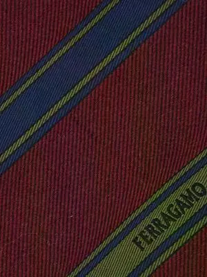 FERRAGAMO Jacquard-logo Striped-pattern Tie