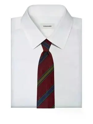 FERRAGAMO Jacquard-logo Striped-pattern Tie