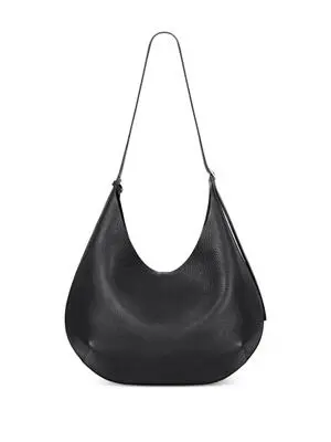 COURREGES Grained Leather Hobo Tote Bag - Black