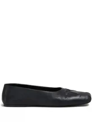 Marni Bow-embossed Leather Ballerina Shoes