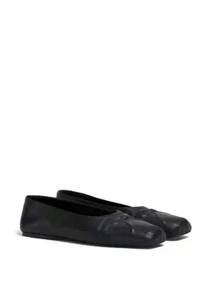 Marni Bow-embossed Leather Ballerina Shoes
