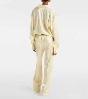 TOM FORD High-rise Silk-blend Satin Straight Pants - Yellow