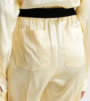 TOM FORD High-rise Silk-blend Satin Straight Pants - Yellow