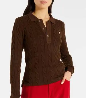 Polo Ralph Lauren Cable-knit Cotton Polo Sweater - Brown