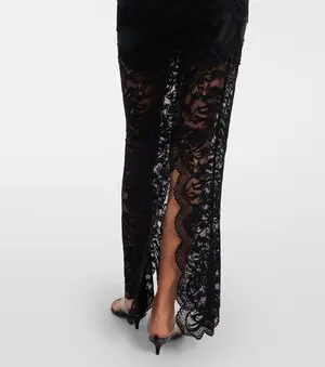 Rabanne Lace-trimmed Jersey Maxi Dress - Black