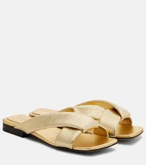 Bottega Veneta Metallic Mules - Silver