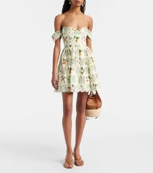Agua Bendita Poesia Off-shoulder Linen Minidress