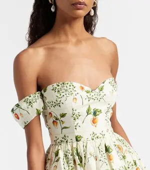 Agua Bendita Poesia Off-shoulder Linen Minidress