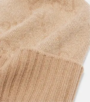 Gucci Gg Cashmere-blend Lamé Beanie - Beige