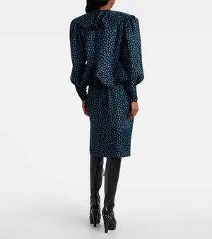 Chloé Polka-dot Silk Jacquard Pencil Skirt
