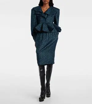 Chloé Polka-dot Silk Jacquard Pencil Skirt