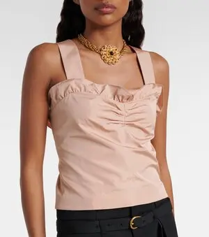 Chloé Gathered Ruffled Taffeta Crop Top