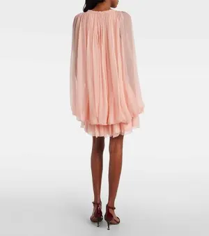 Chloé Caped Ruffled Silk Muslin Minidress
