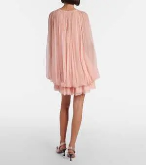 Chloé Caped Ruffled Silk Muslin Minidress - Pink