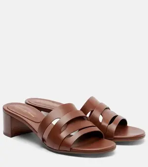 GIANVITO ROSSI 35 Leather Mules - Brown
