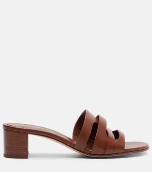 GIANVITO ROSSI Nora Leather Mules - Brown