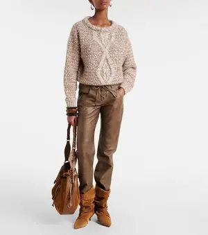 Isabel Marant Étoile Vanel Leather Straight Pants - Brown