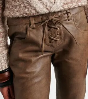 Isabel Marant Étoile Vanel Leather Straight Pants - Brown