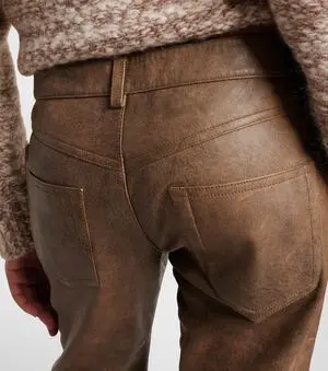 Isabel Marant Étoile Vanel Leather Straight Pants - Brown