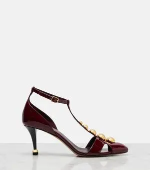 Chloé Cleia 70 Studded Patent Leather Pumps - Burgundy