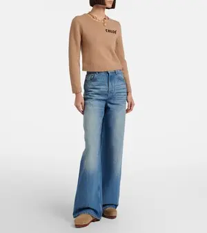 Chloé Jeannette 40 Embellished Suede Clogs - Beige