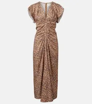 Isabel Marant Étoile Lyndsay Floral Gathered Midi Dress Multicoloured