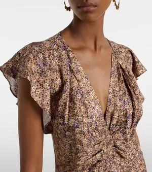 Isabel Marant Étoile Lyndsay Floral Gathered Midi Dress - Multicoloured