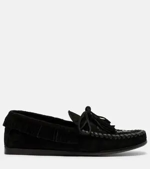 Isabel Marant Étoile Fitza Fringed Suede Moccasins - Black