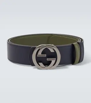 Gucci Double G Reversible Leather Belt - Blue