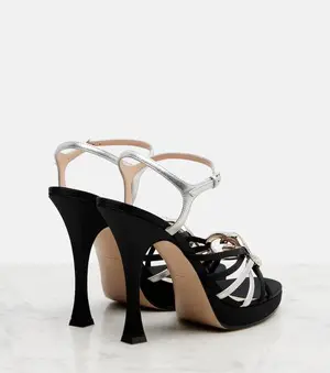 Gucci Interlocking G Satin And Leather Sandals