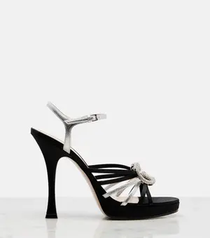 Gucci Interlocking G Satin And Leather Sandals