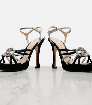 Gucci Interlocking G Satin And Leather Sandals