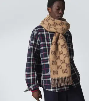 Gucci Gg Fringed Scarf - Neutrals