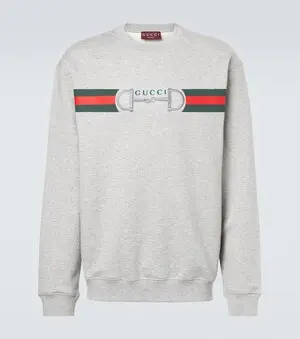 Gucci Web Stripe Cotton Sweatshirt - Grey
