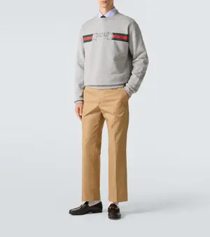 Gucci Web Stripe Cotton Sweatshirt - Grey