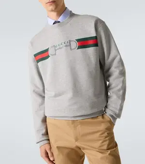Gucci Web Stripe Cotton Sweatshirt - Grey