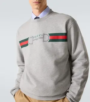 Gucci Web Stripe Cotton Sweatshirt - Grey