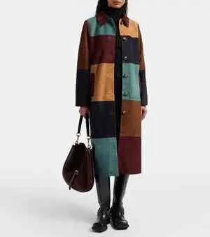 Rixo Patchwork Suede Coat