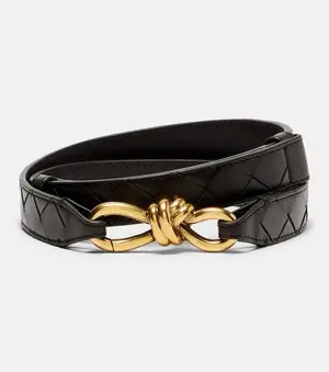 Bottega Veneta Knot Intrecciato Leather Belt - Brown