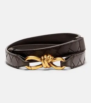 Bottega Veneta Knot Intrecciato Leather Belt - Brown