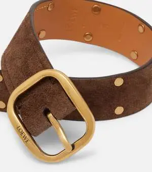 Loewe Studded Suede Belt - Brown
