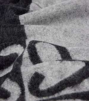 Loewe Anagram Wool And Cashmere Scarf - Grey