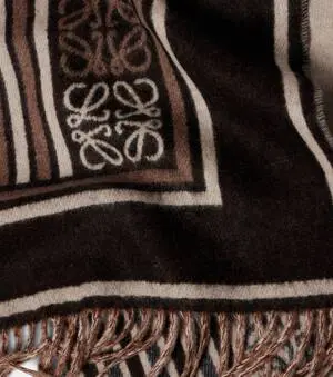 Loewe Anagram Wool And Cashmere Jacquard Scarf - Brown