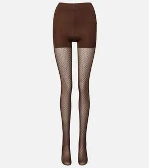 Wolford Control Polka-dot Sheer Tights - Brown