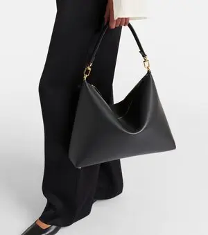 TOTEME Bevel Leather Shoulder Bag - Black