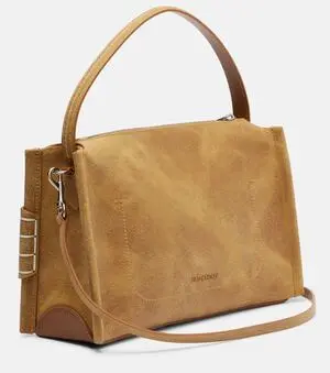 JW Anderson Loafer Small Suede Shoulder Bag - Beige