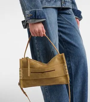 JW Anderson Loafer Small Suede Shoulder Bag - Beige