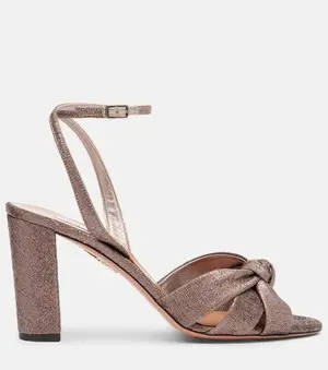 AQUAZZURA Nina 85 Metallic-effect Twill Sandals - Brown